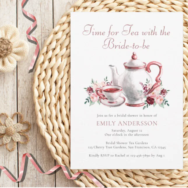 Time for Tea Bridal Shower Party Invitation | Zazzle