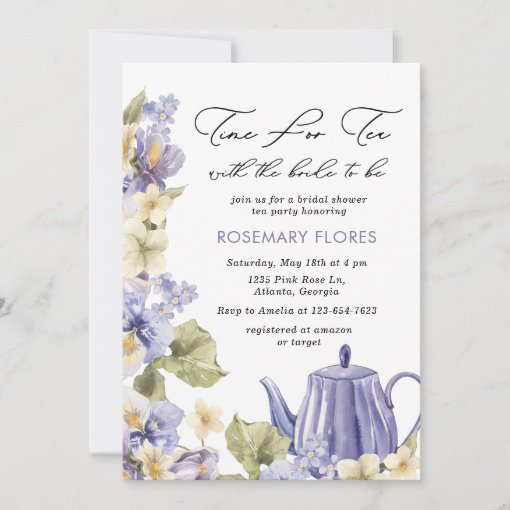 Time For Tea Pretty Bridal Tea Party Invitation | Zazzle
