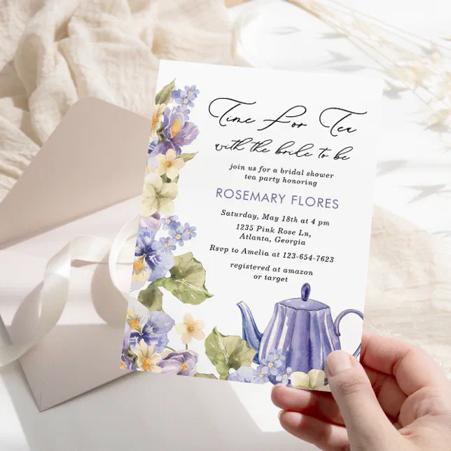 Time For Tea Pretty Bridal Tea Party Invitation | Zazzle