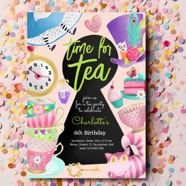 Time for tea, tea birthday invitation | Zazzle