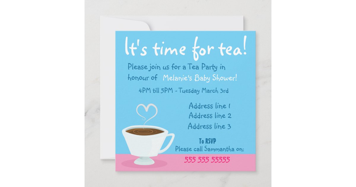 "Time for Tea" Tea party invitation | Zazzle