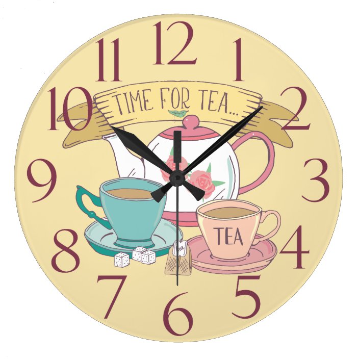 Time for Tea Vintage English Tea Cups Tea Shop Large Clock | Zazzle.com