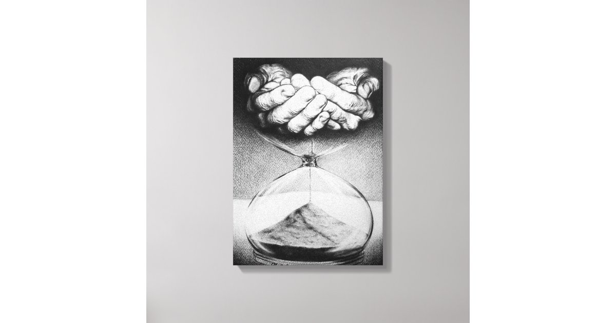Time Hourglass hands Pencil drawing Surreal art Canvas Print | Zazzle
