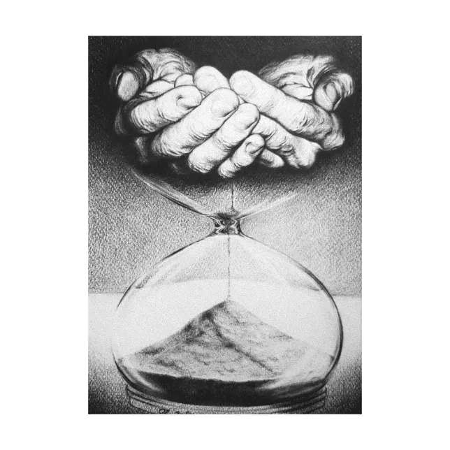 Time Hourglass hands Pencil drawing Surreal art Canvas Print | Zazzle