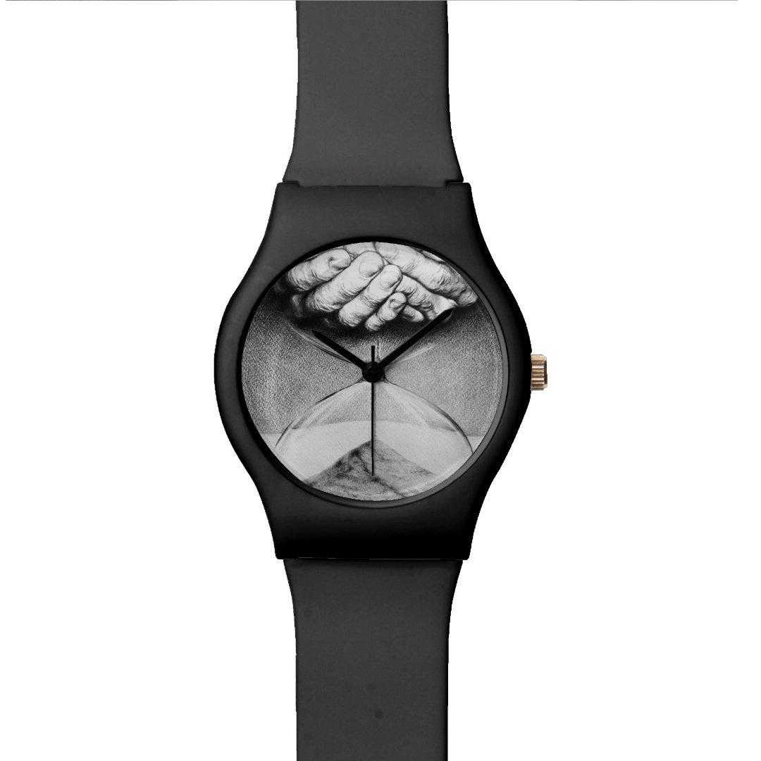 Time hourglass hands Pencil drawing Surreal art Wristwatch | Zazzle