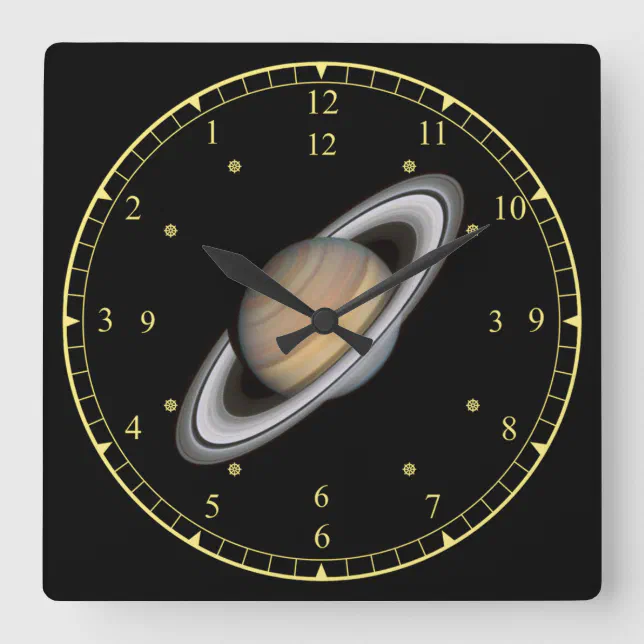 Time Machine ~ Beautiful Planet Saturn ~ Square Wall Clock | Zazzle