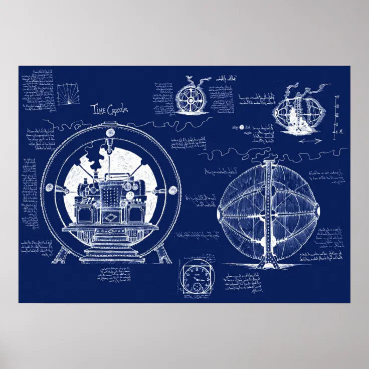 Time Machine Blueprints Poster | Zazzle