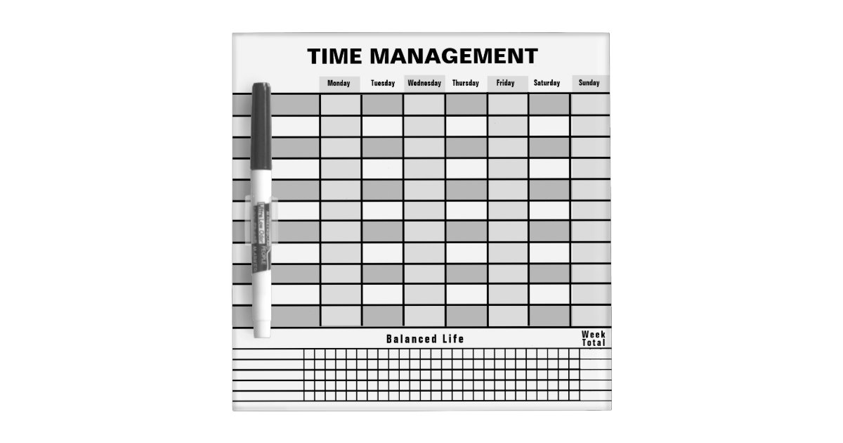 Time Management Goals Dry Erase Board | Zazzle