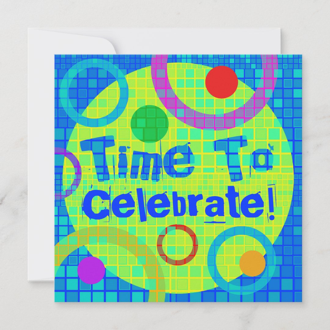 Time To Celebrate Party Invitation Multicolor | Zazzle