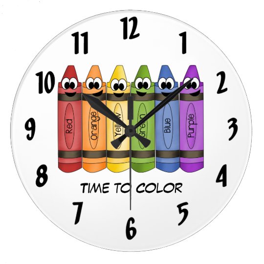Time To Color Crayon Large Clock | Zazzle.com