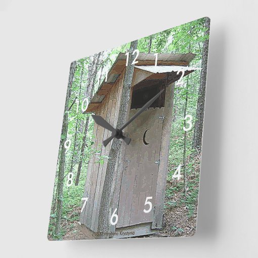 TIME TO GO! OUTHOUSE WALL CLOCK IN THE WOODS | Zazzle