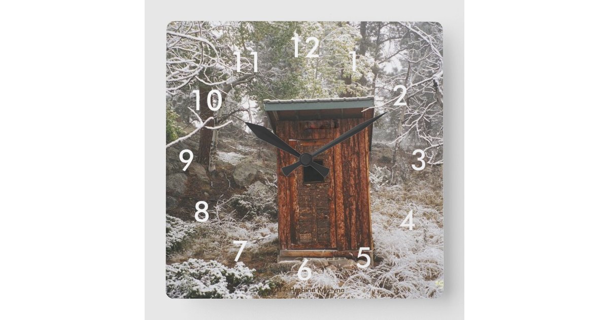 TIME TO GO! OUTHOUSE WALL CLOCK WINTER SCENE | Zazzle