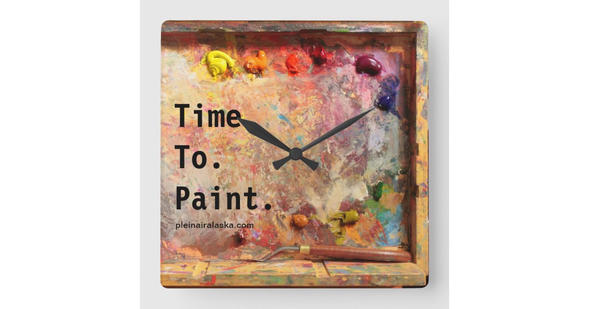 Time To Paint Artist Palette Studio Wall Clock | Zazzle