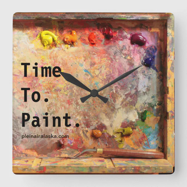 Time To Paint Artist Palette Studio Wall Clock | Zazzle