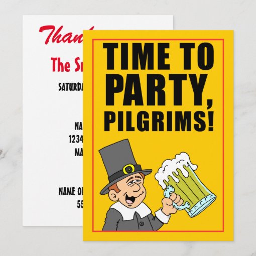 Time To Party Pilgrims Thanksgiving Invitation | Zazzle