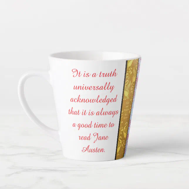 Time to read Jane Austen(red script) Latte Mug | Zazzle