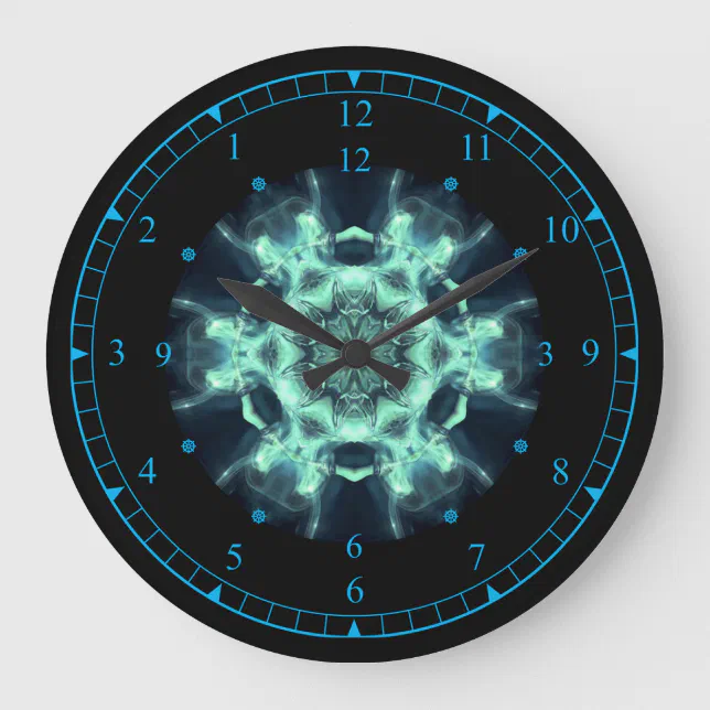 Time Travel ~ Blue Mist Space Time Continuum ~ Large Clock Zazzle