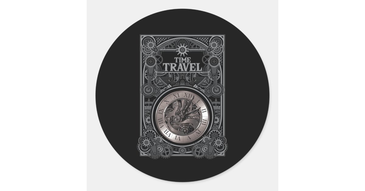 Time Travel Vintage Retro Science Fiction Gift Classic Round Sticker ...