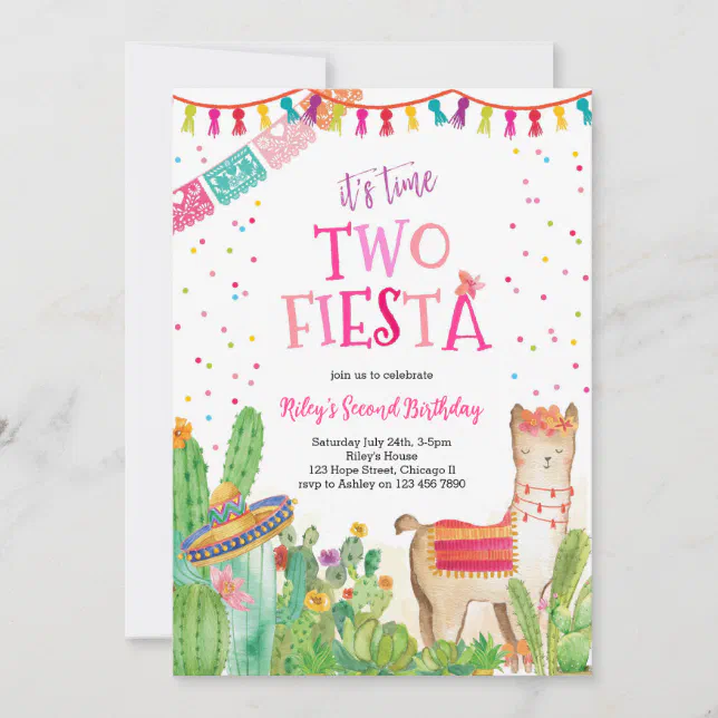 Time Two Fiesta Girl Second Birthday Invitation | Zazzle