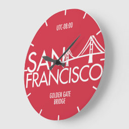 Time Zone Typography Wall Clock San Francisco | Zazzle