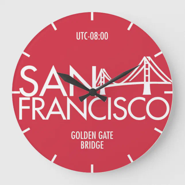 Time Zone Typography Wall Clock San Francisco | Zazzle