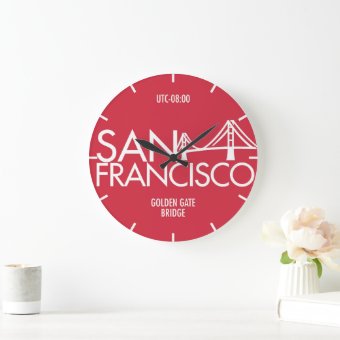 Time Zone Typography Wall Clock San Francisco | Zazzle