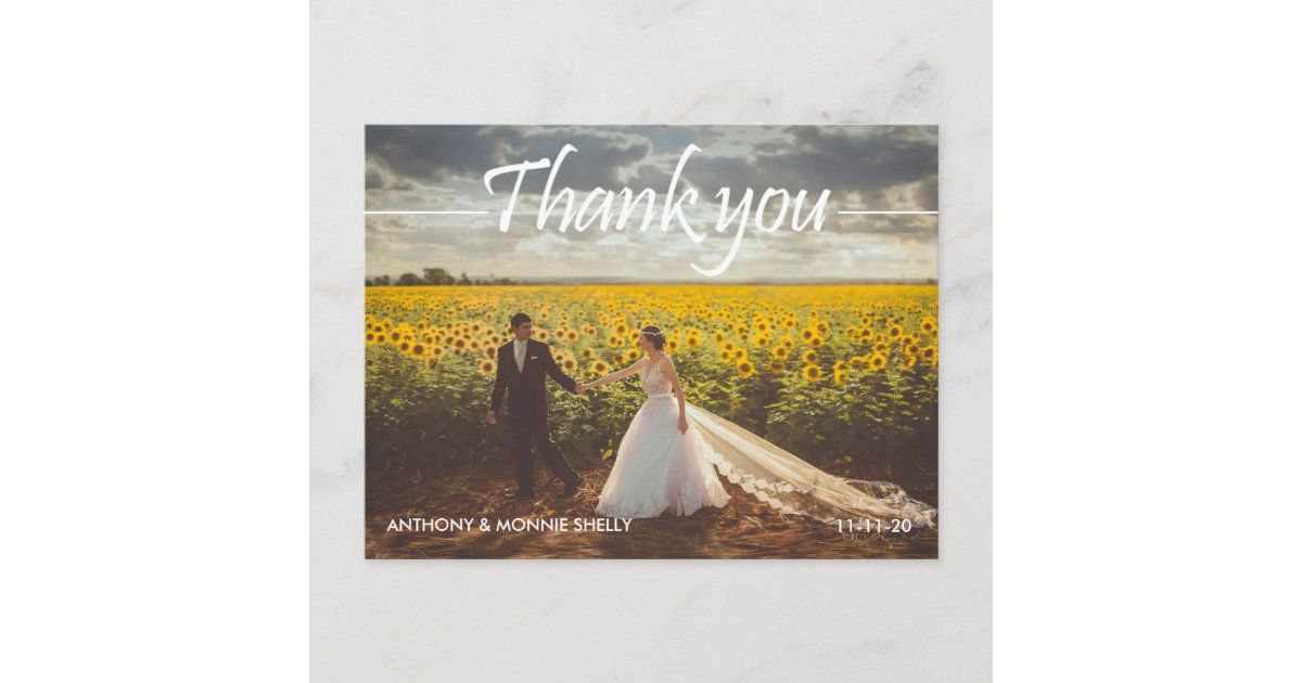 Timeless 2 Photo Wedding Thank You Postcard | Zazzle