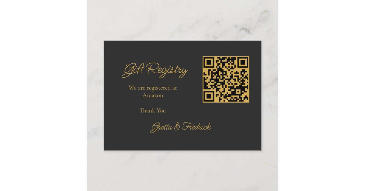 Timeless Charcoal Black and Gold Wedding Registry Enclosure Card | Zazzle