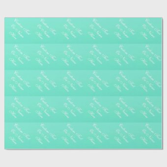 Timeless Elegance Mint Green, White Name Text Word Wrapping Paper | Zazzle