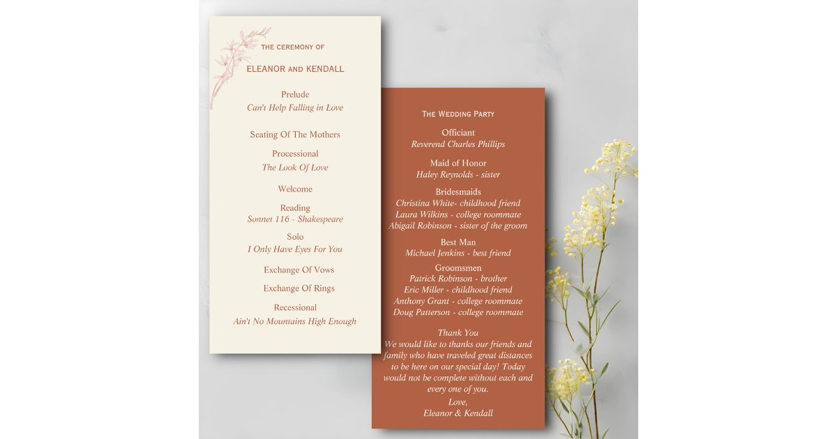 Timeless Flower Wedding Program | Zazzle