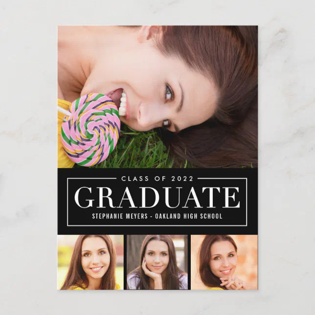Timeless Grid EDITABLE COLOR Graduation Postcard | Zazzle