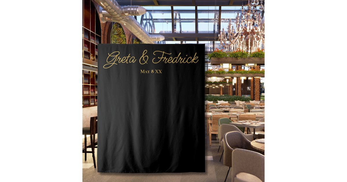 Timeless Minimalist Black Gold Photo Backdrop | Zazzle