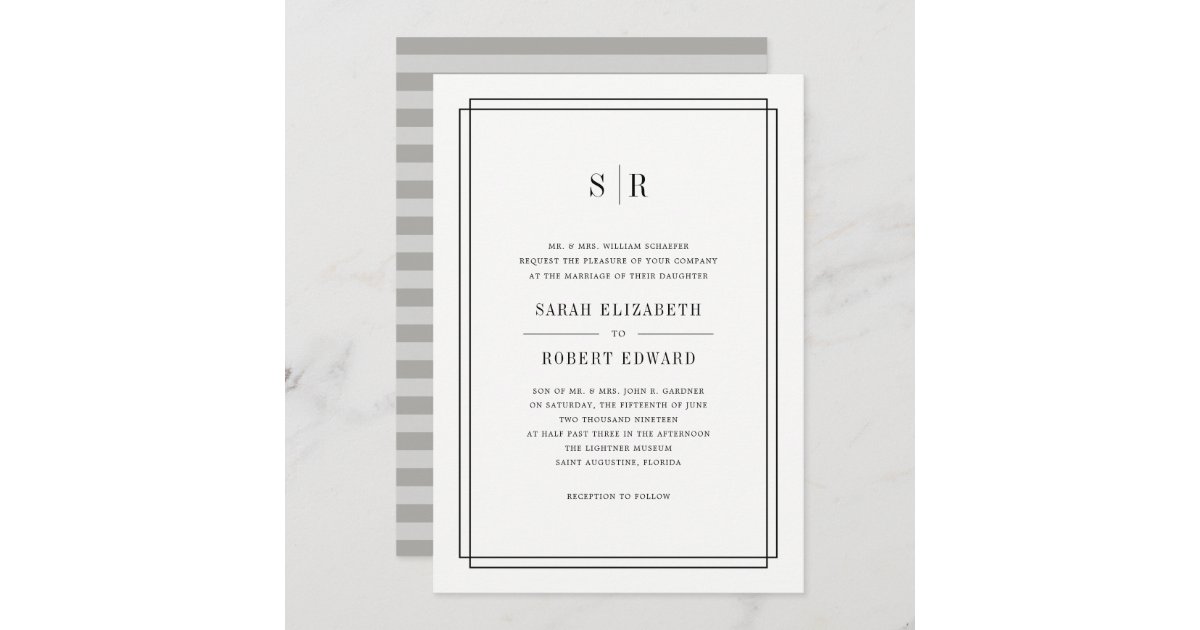 Timeless Monogram Wedding Invitation | Zazzle