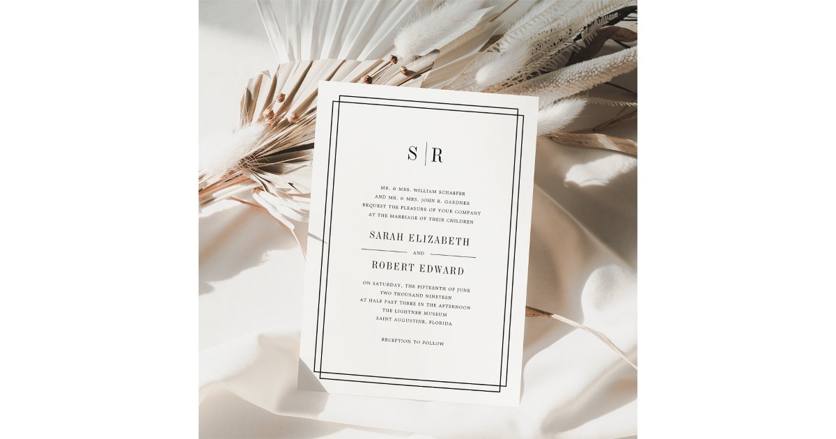 Timeless Monogram Wedding Invitation | Zazzle