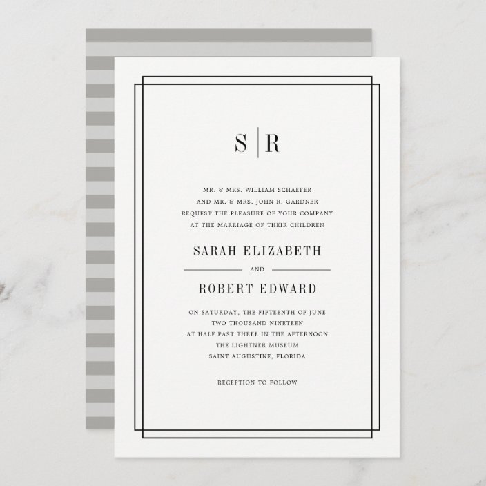 Timeless Monogram Wedding Invitation | Zazzle.com