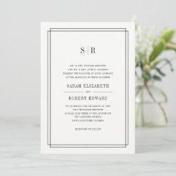 Timeless Monogram Wedding Invitation | Zazzle