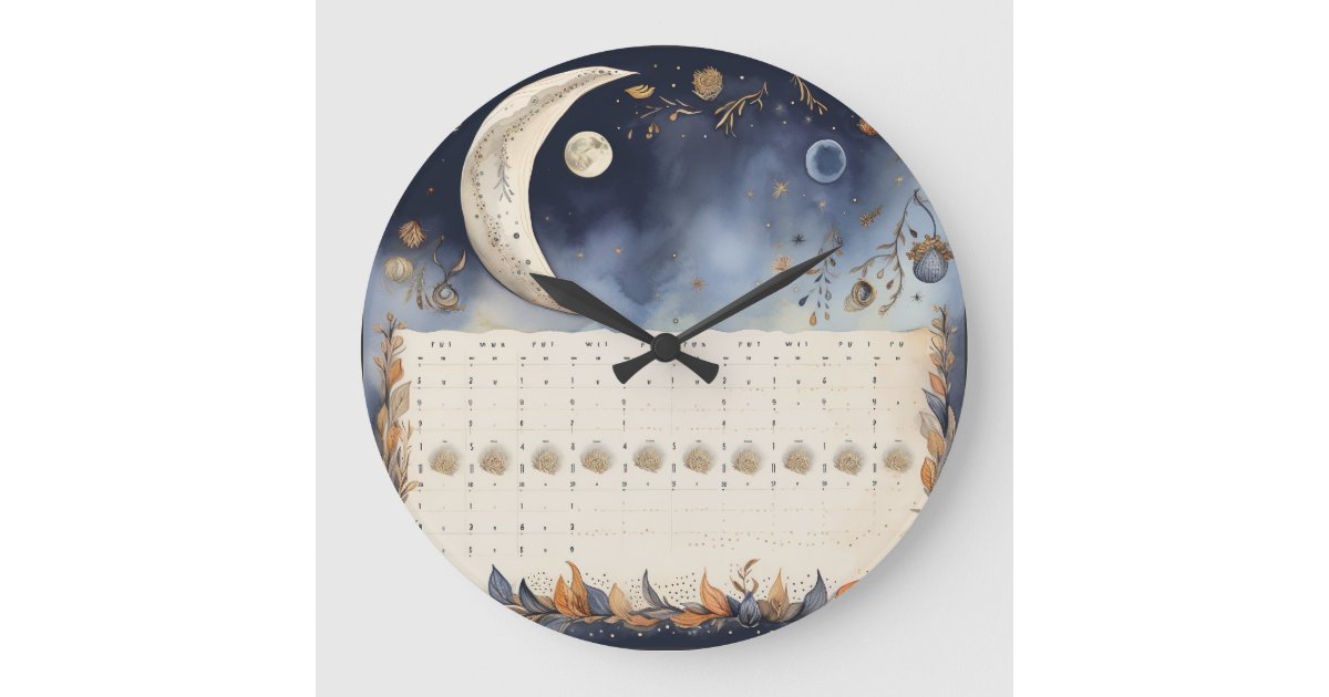 Timeless Moon Phase Atlas - Retro Astronomy Calend Large Clock | Zazzle Timeless Moon Phase Atlas - Retro Astronomy Calend Large Clock | Zazzle