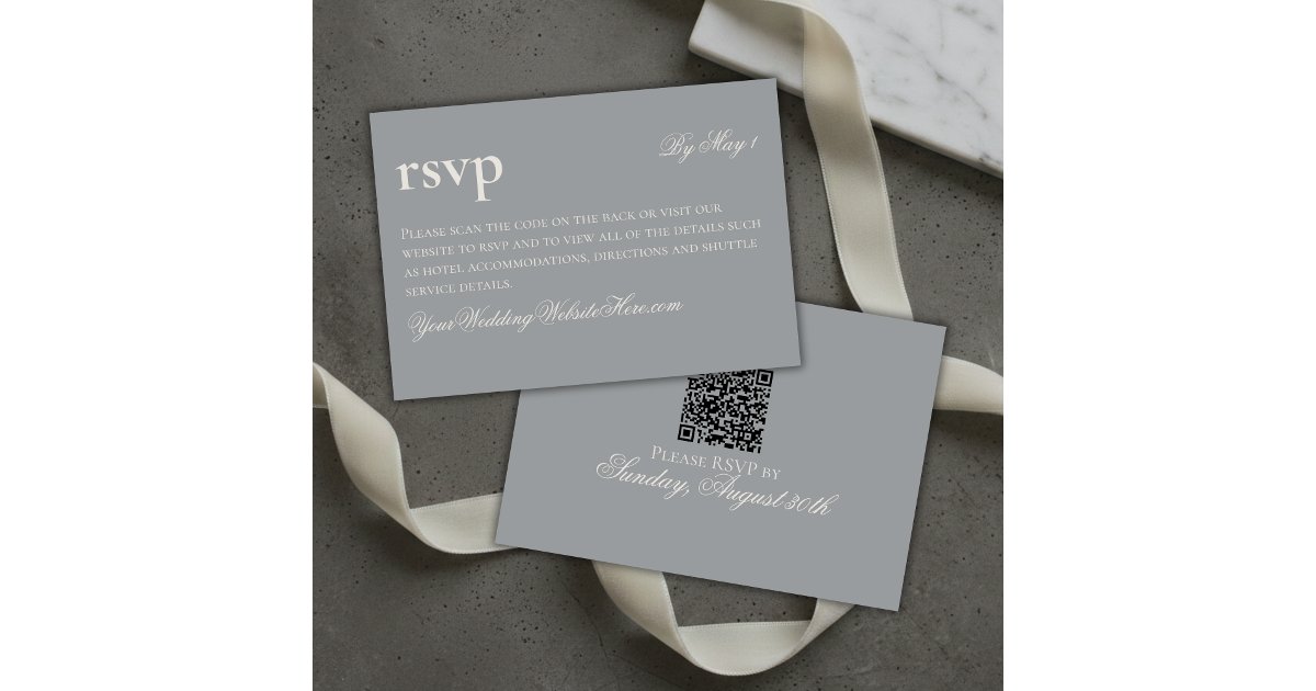Timeless Old Money Grey Wedding QR RSVP Card | Zazzle