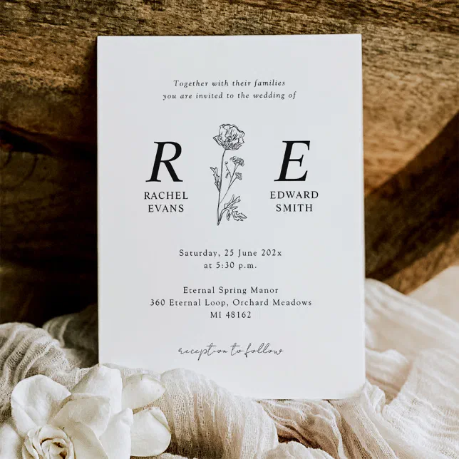 Timeless Romance Monogram Wedding Invitation | Zazzle