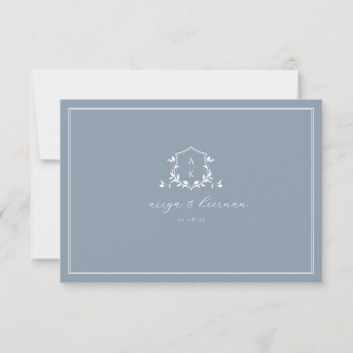 Timeless Vines Dusty Blue Crest Meal Choice RSVP Card | Zazzle
