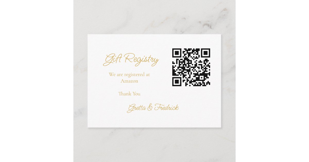 Timeless White and Gold Wedding Registry Enclosure Card | Zazzle