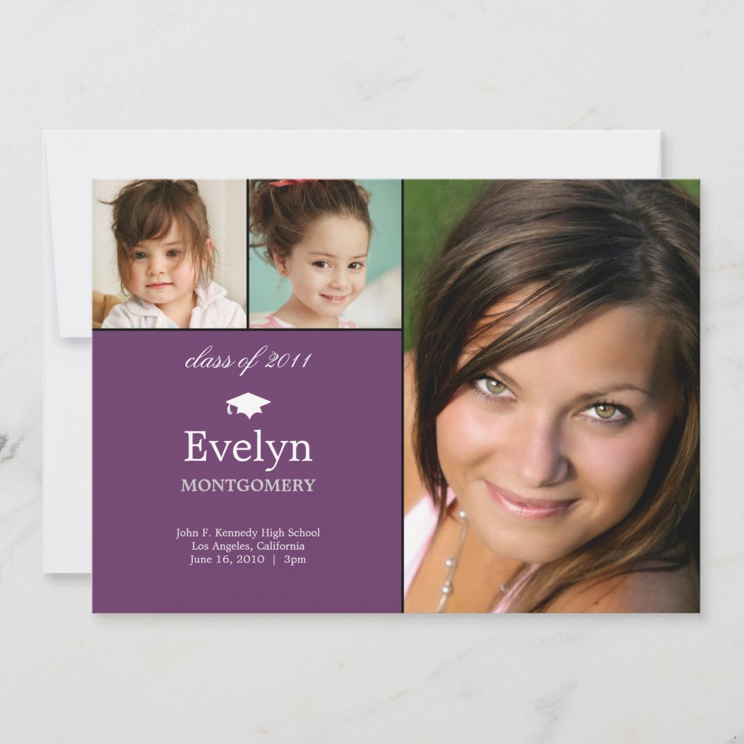 Timeline 3 Photo Graduation Announcement | Zazzle