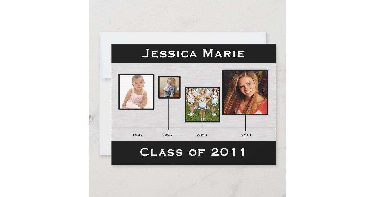 Timeline black and grey Graduation Inviation Announcement | Zazzle