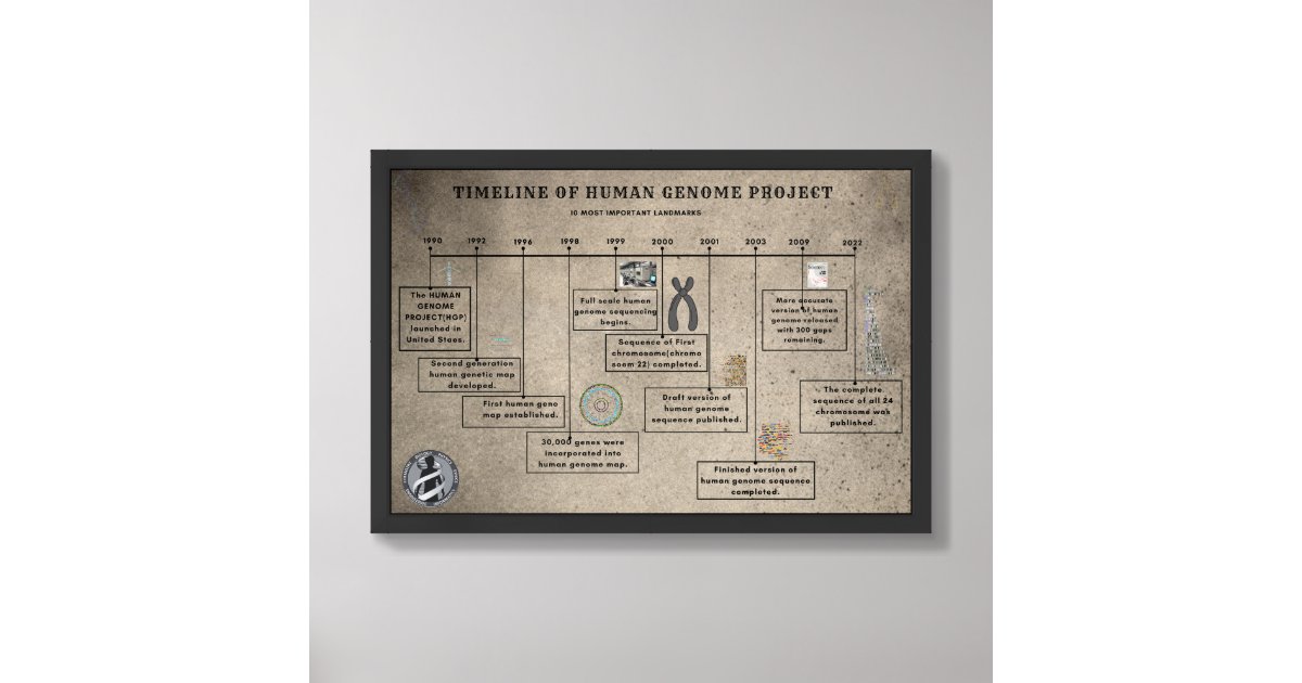 Timeline of human Genome project | Framed Art | Zazzle