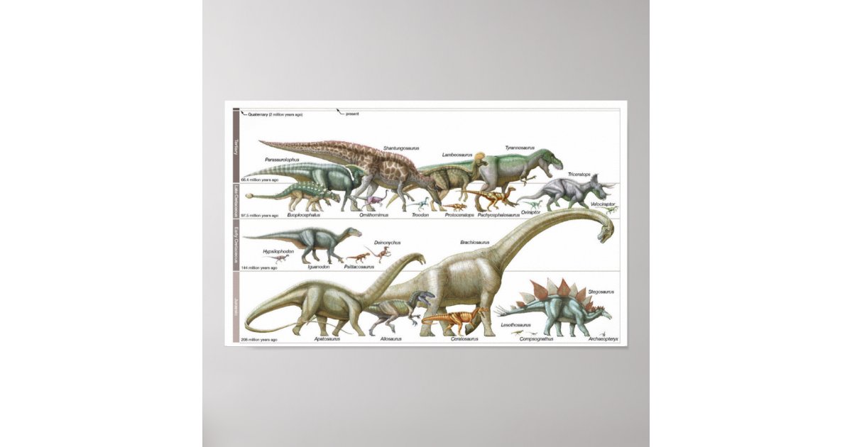 Timeline of the dinosaurs Jurassic Biology Poster | Zazzle