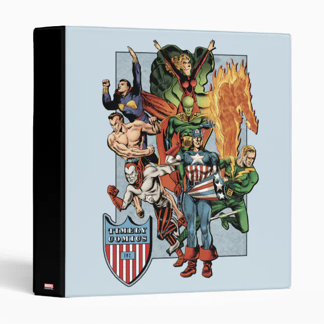 Timely Comics Marvel Heroes Graphic 3 Ring Binder | Zazzle