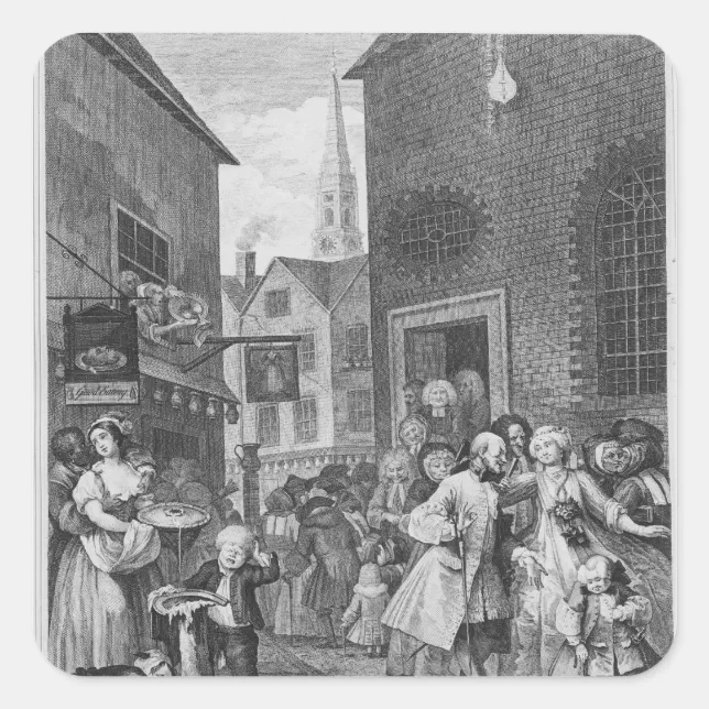 Times of the Day, Noon, 1738 Square Sticker | Zazzle