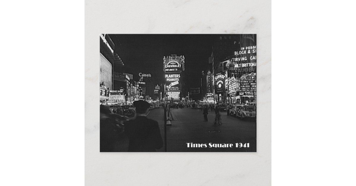 Times Square, New York City, Neon Photo From 1941 Postcard | Zazzle