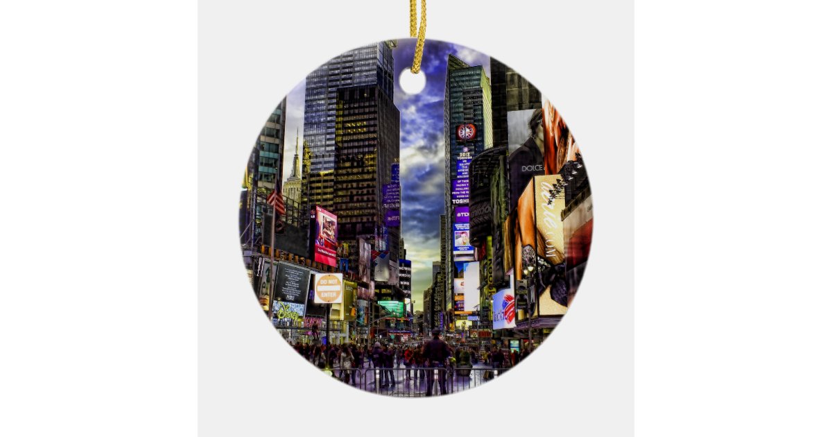 Times Square Photo in HDR Ceramic Ornament | Zazzle