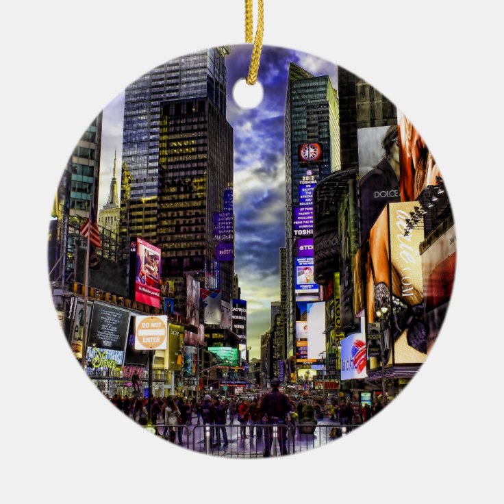 Times Square Photo in HDR Ceramic Ornament | Zazzle